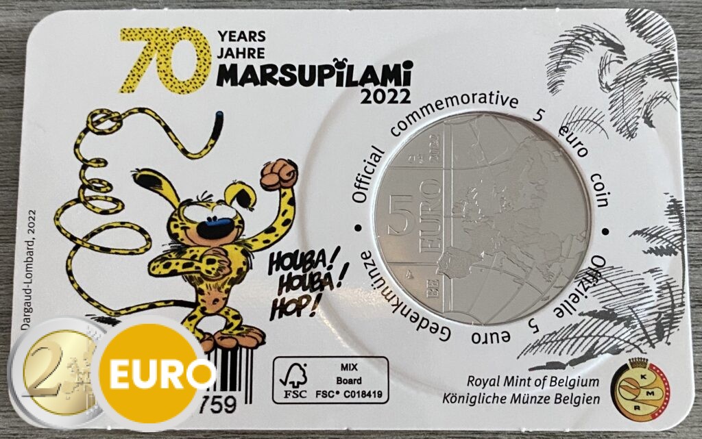 Belgie 2022 5 euro Marsupilami BU FDC Coincard | Euronotes.be